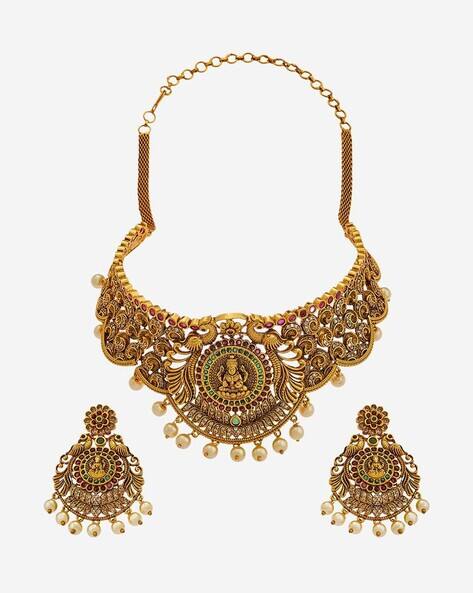 Women Gold Plated Necklace Earrings
