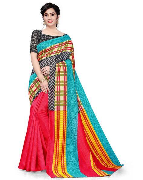 Chevrons Print Half-&-Half Saree - Price History