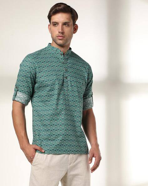 Buy Teal Green Kurtas for Men by SAMAV Online | Ajio.com