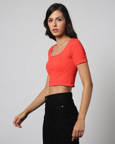 Buy Coral Pink Tops for Women by Outryt by AZORTE Online | Ajio.com