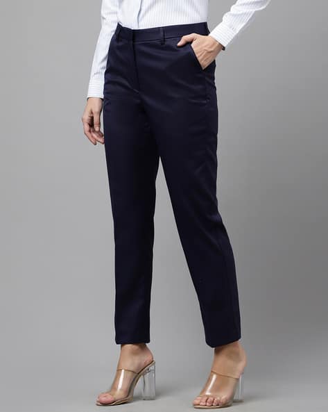 Womens navy cigarette trousers store