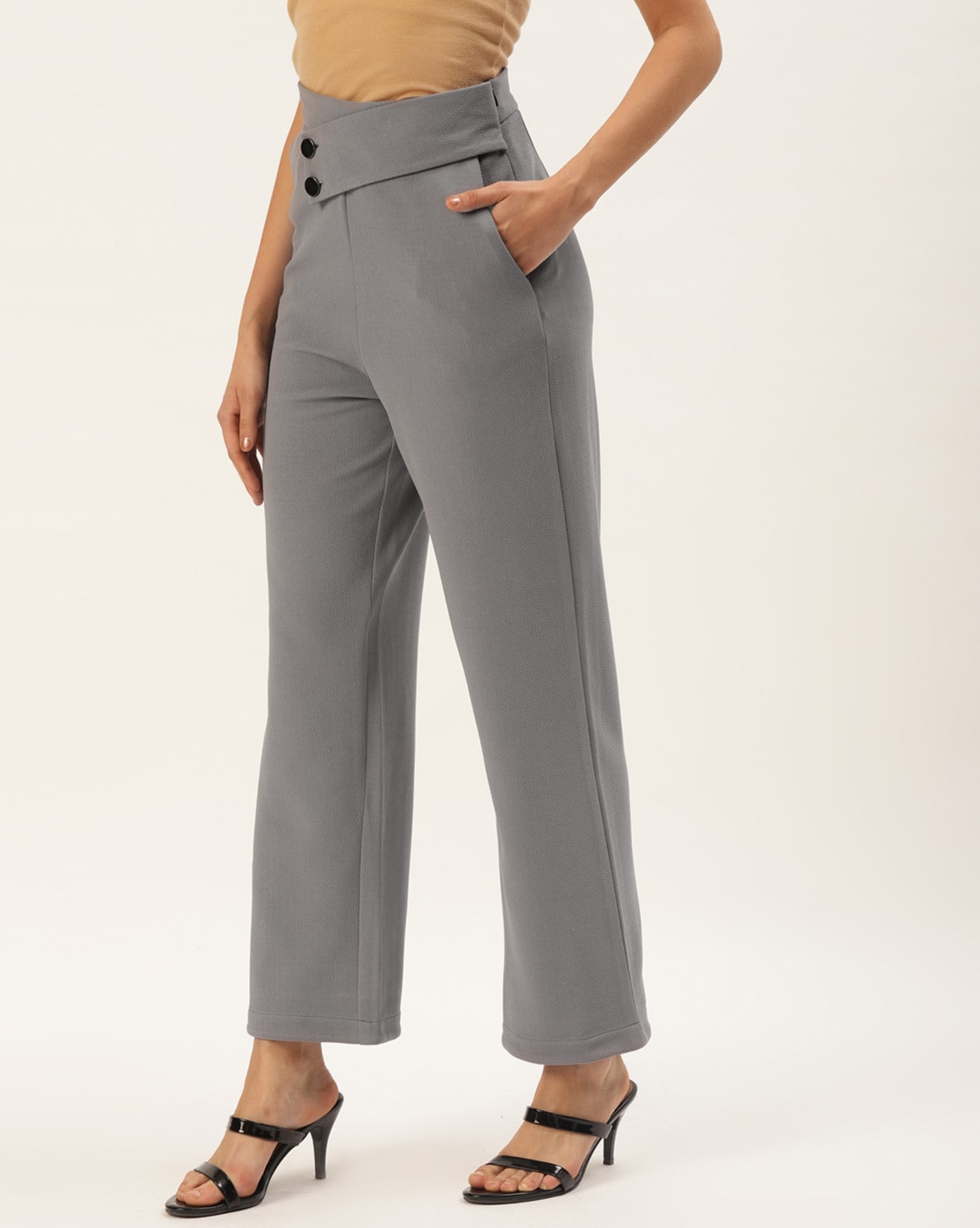 Buy Grey Trousers Pants for Women by Zastraa Online Ajio