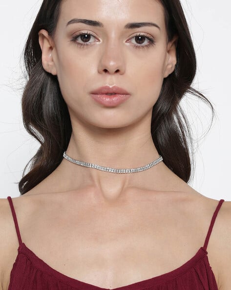 Ajio silver choker store