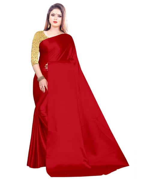 Plain saree with blouse store