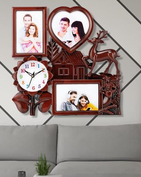 Wall Clock With Photo Frame Online Black Metal Square Wall Clock Decor