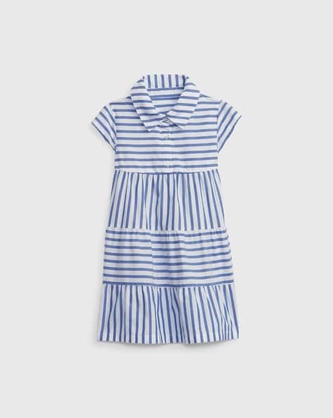 Striped Cotton Tiered Dress