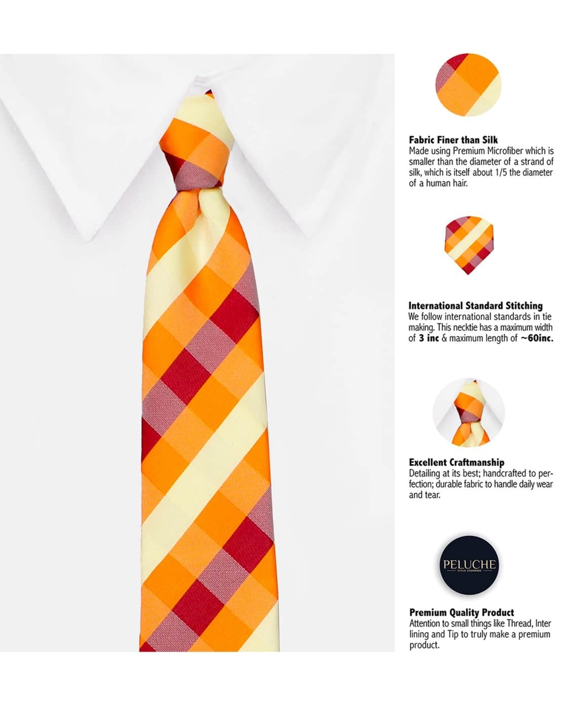 Peluche Brand Necktie Pastel Peach Tie | Mens Necktie In Peach Cream ...