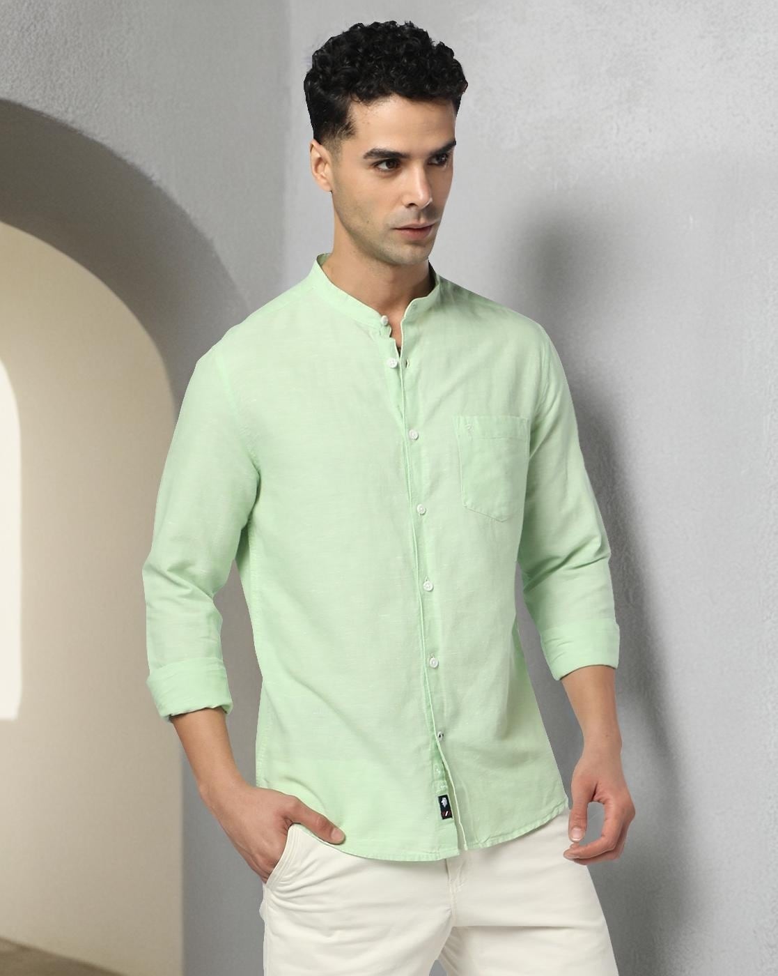 Men Regular Fit Cotton Shirt with Patch Pocket