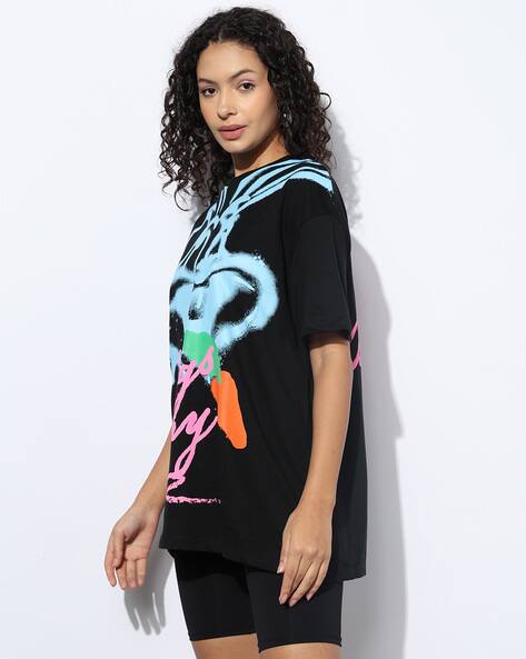 Buy Black & Pink Tshirts for Women by Outryt by AZORTE Online | Ajio.com