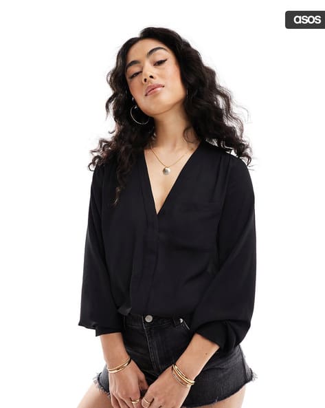 V Neck Black Top Asos