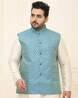 Buy Peacock Blue 3-Piece Ethnic Suit for Men by SOJANYA Online | Ajio.com