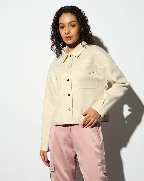 Buy Beige Jackets & Coats for Women by Outryt by AZORTE Online | Ajio.com