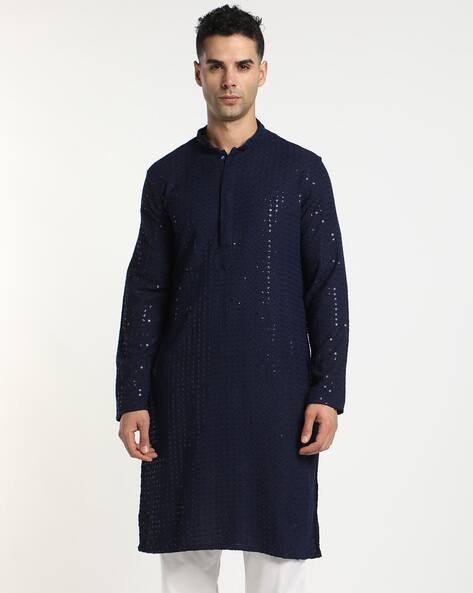 Buy Indigo Blue Kurtas for Men by SAMAV Online | Ajio.com