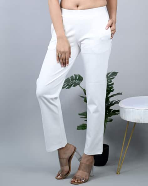 Buy White Trousers Pants for Women by MLADA Online Ajio