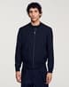Buy Sandro Zip-Up Varsity Jacket | Navy Blue Color Men | AJIO LUXE