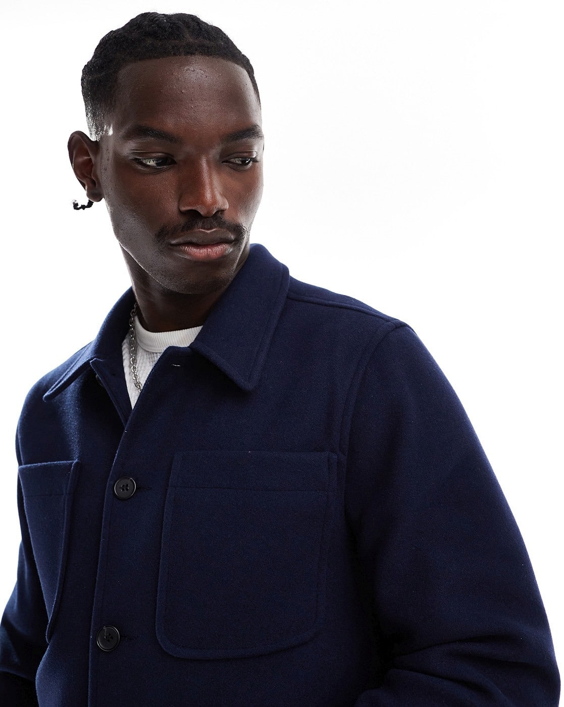 Wool Mens Shacket Asos 🍠 Buy Navy Blue Shirts for Men by ASOS DESIGN Online