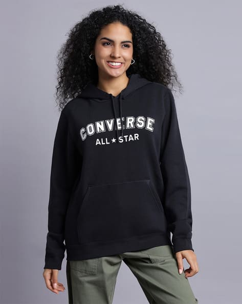 Womens black converse hoodie store