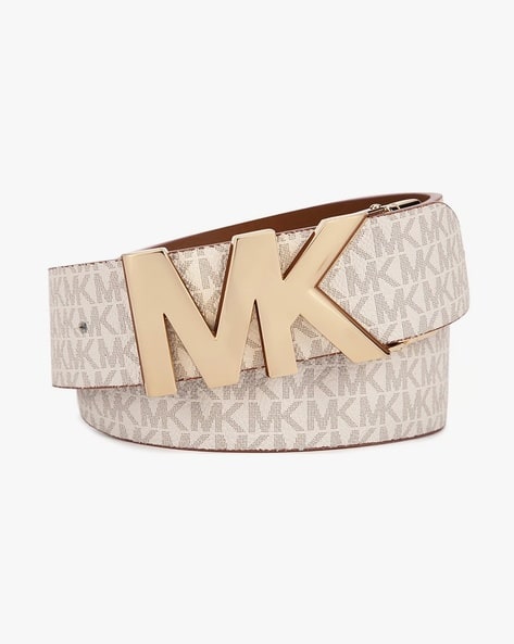 Buy Michael Kors Reversible Logo Leather Waist Belt Beige Color Women AJIO LUXE