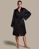 Buy Hunkemoller Satin Fleece bathrobe | black Color Women | AJIO LUXE
