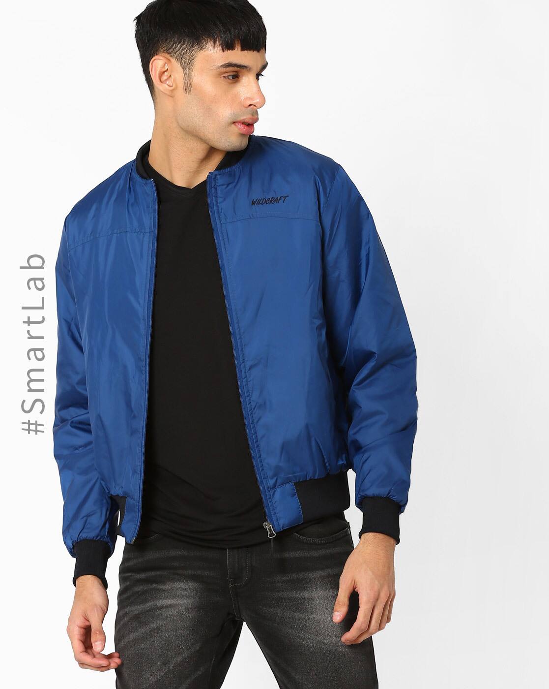Buy Blue Now Or Never Padded Bomber Jacket | AJIO