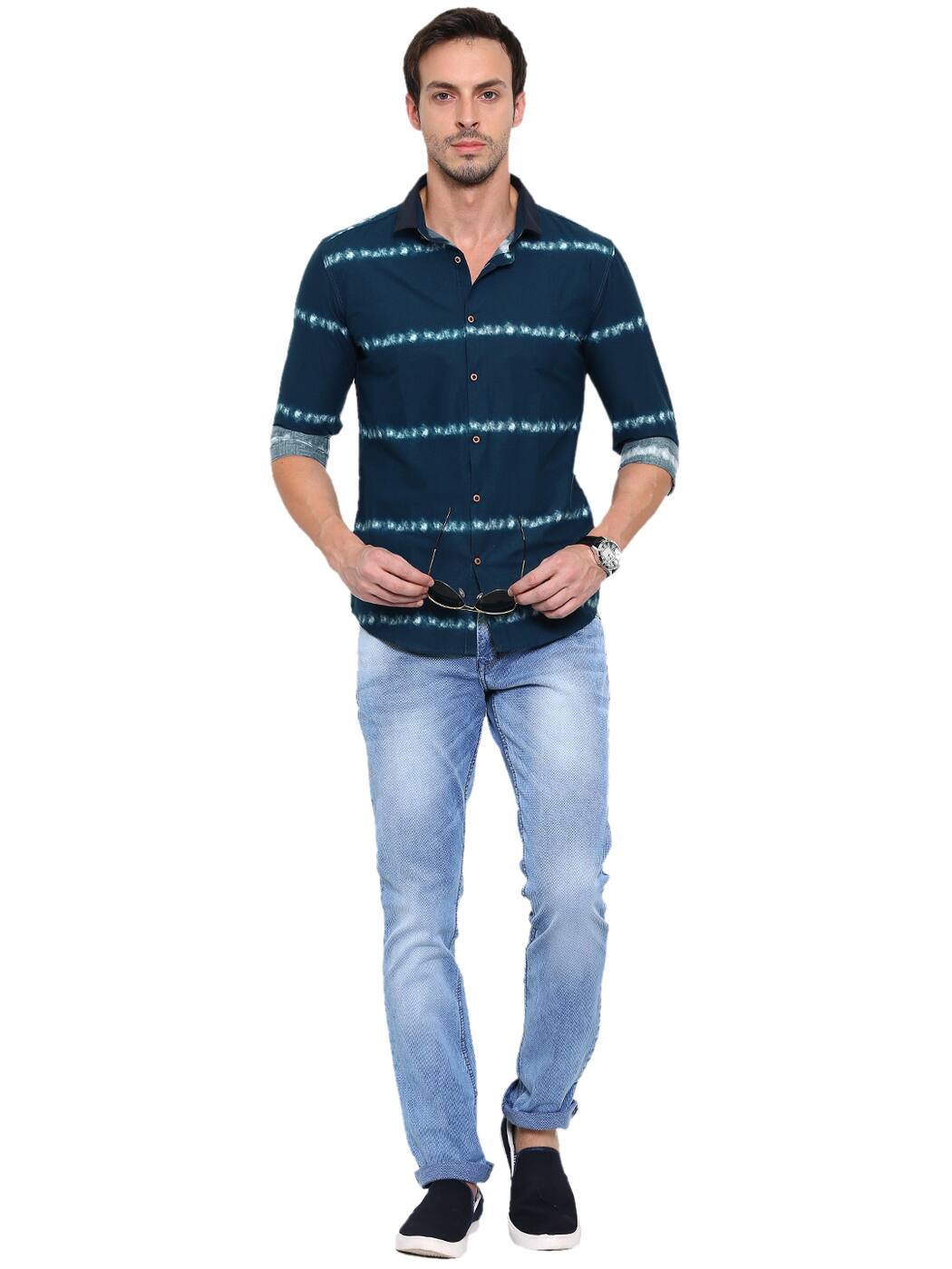Buy Blue WITH Striped Shirt | AJIO