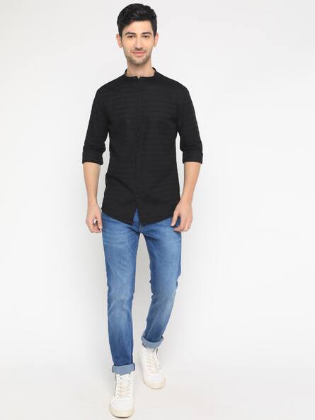 Buy Black WITH Striped Shirt | AJIO