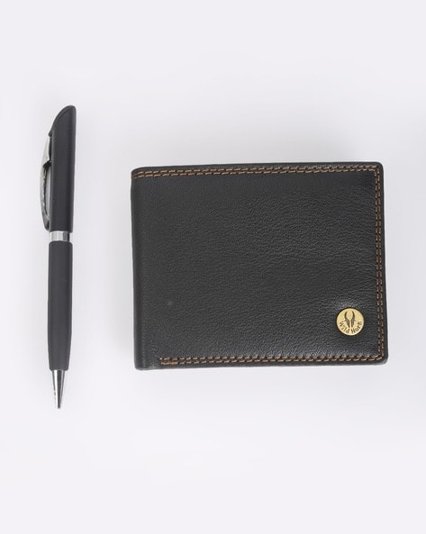 Buy Black WILDHORN RFID Protected Bi-Fold Wallet with Pen | AJIO