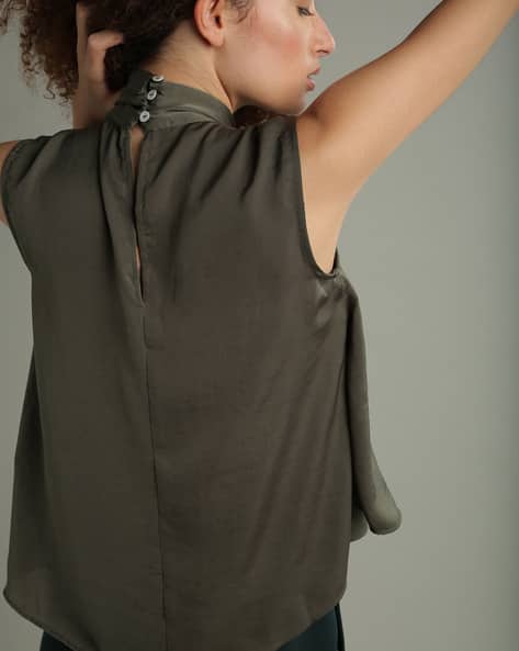 Buy Olive Green Tops for Women by Outryt by AZORTE Online | Ajio.com