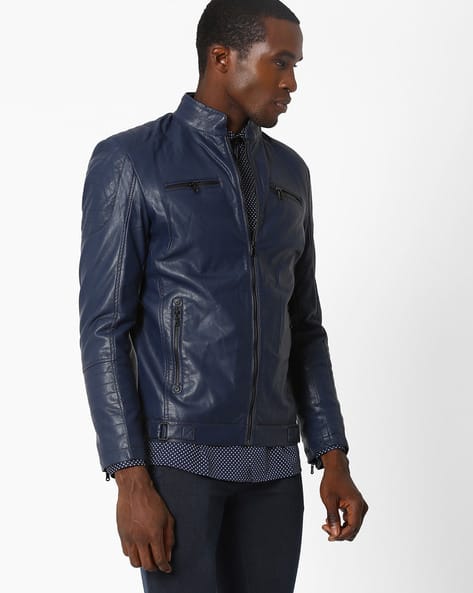Blue Leather Jackets For Men