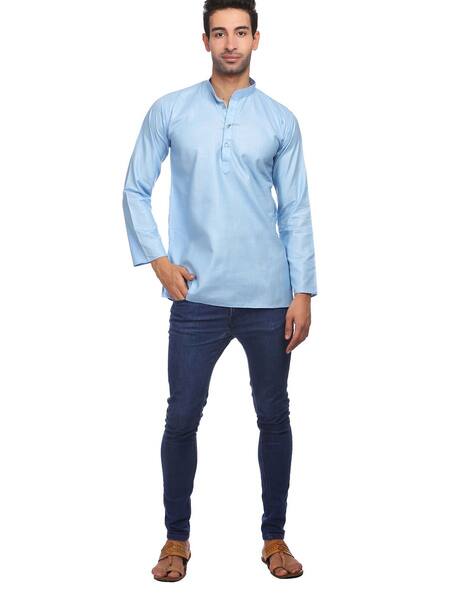 Buy Blue WINTAGE Short Kurta with Short Button Placket | AJIO