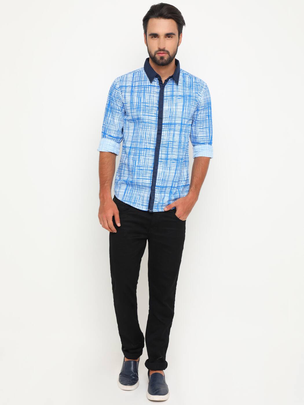 Buy Blue WITH Striped Shirt | AJIO
